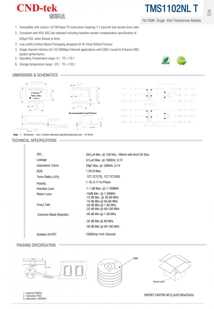 TMS1102NL T-CND technical document page