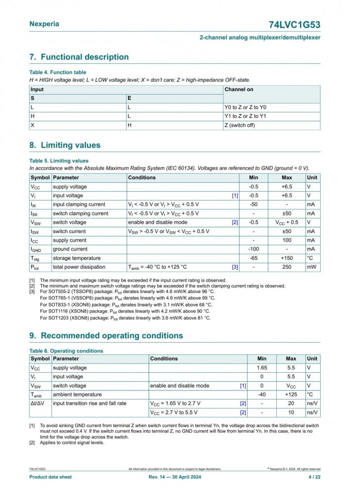 74LVC1G53DC datasheet page 4