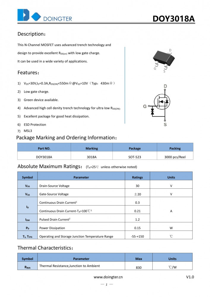 DOY3018A datasheet page 1
