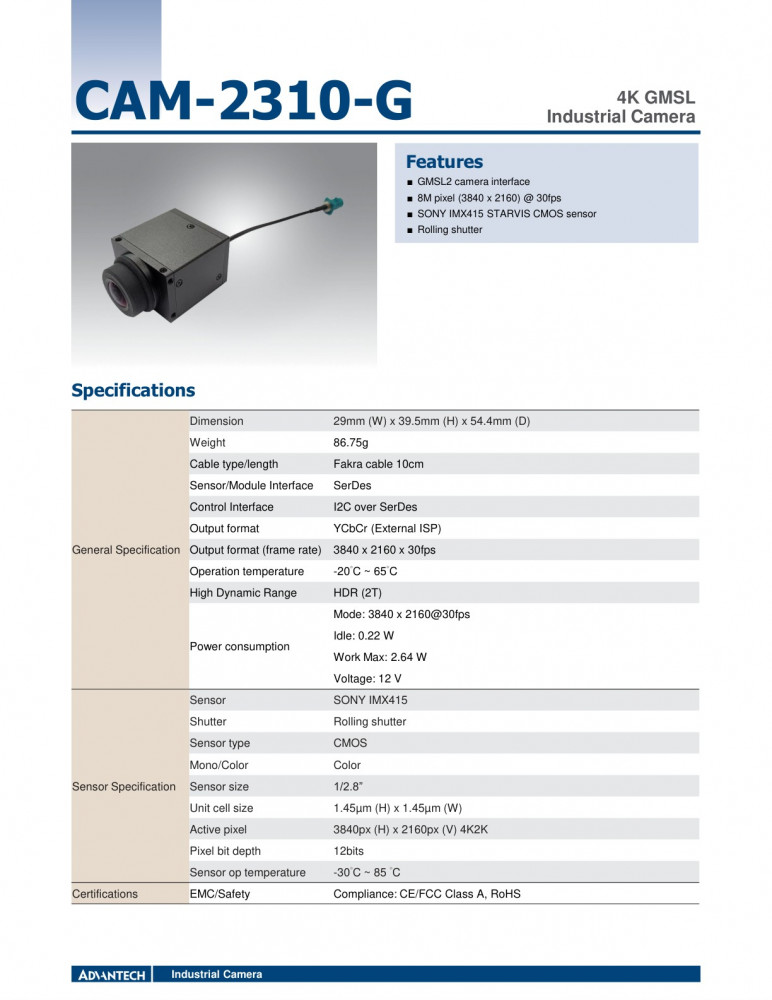 CAM-2310-G technical document page 1