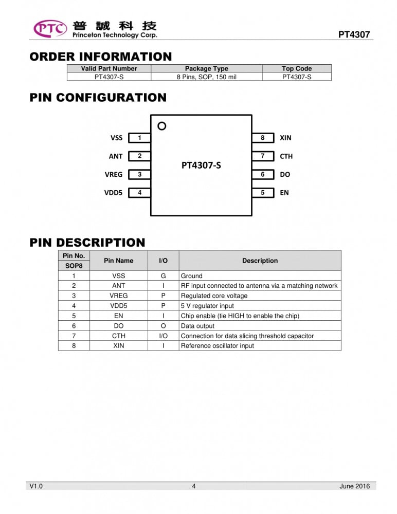 PT4307-S technical document page 4