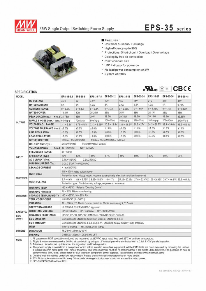 EPS-35-24 technical document page 1
