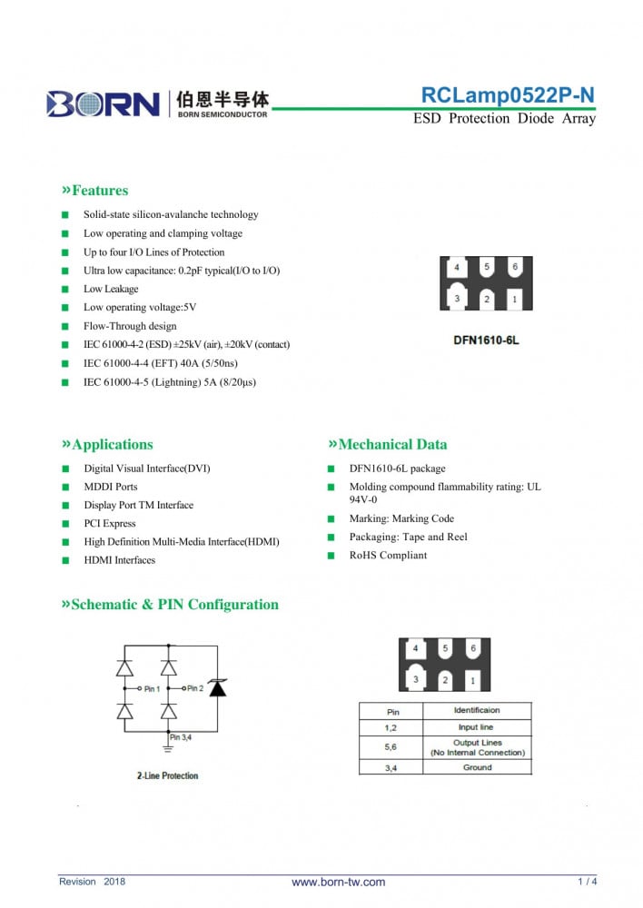 RCLAMP0522P-N datasheet page 1