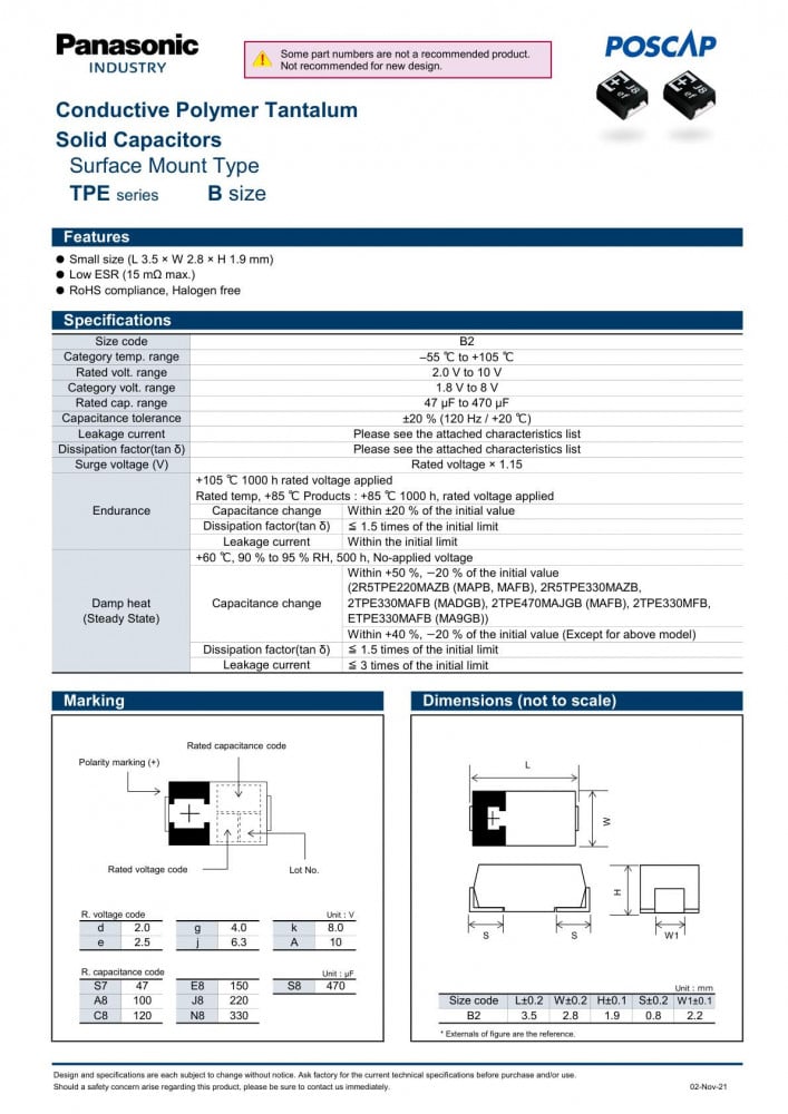 PANASONIC TPE series document page 1