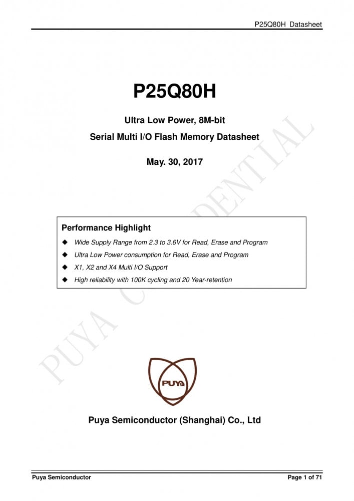 P25Q80H datasheet page 1