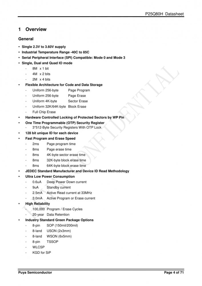 P25Q80H datasheet page 4