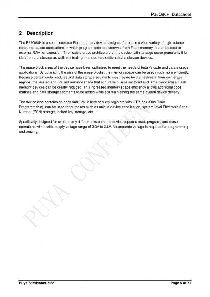 P25Q80H datasheet page 5