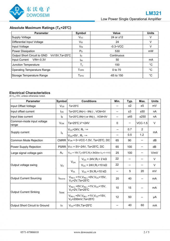 LM321 datasheet page 2