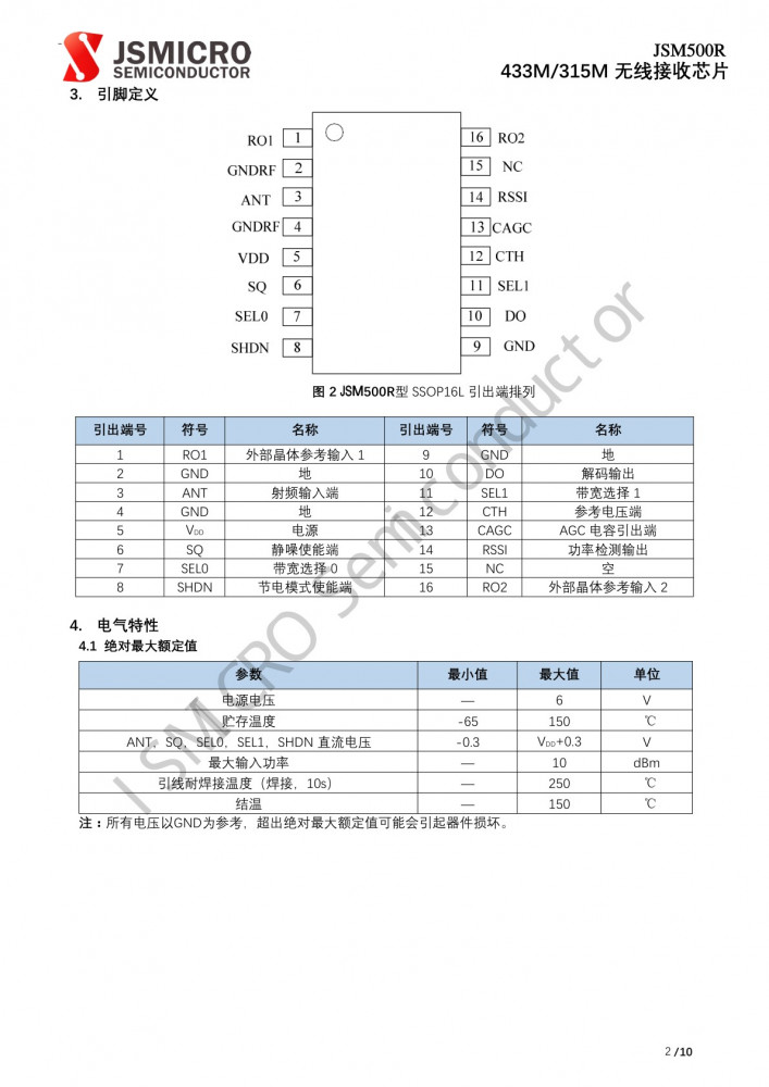 JSM500R datasheet page 2