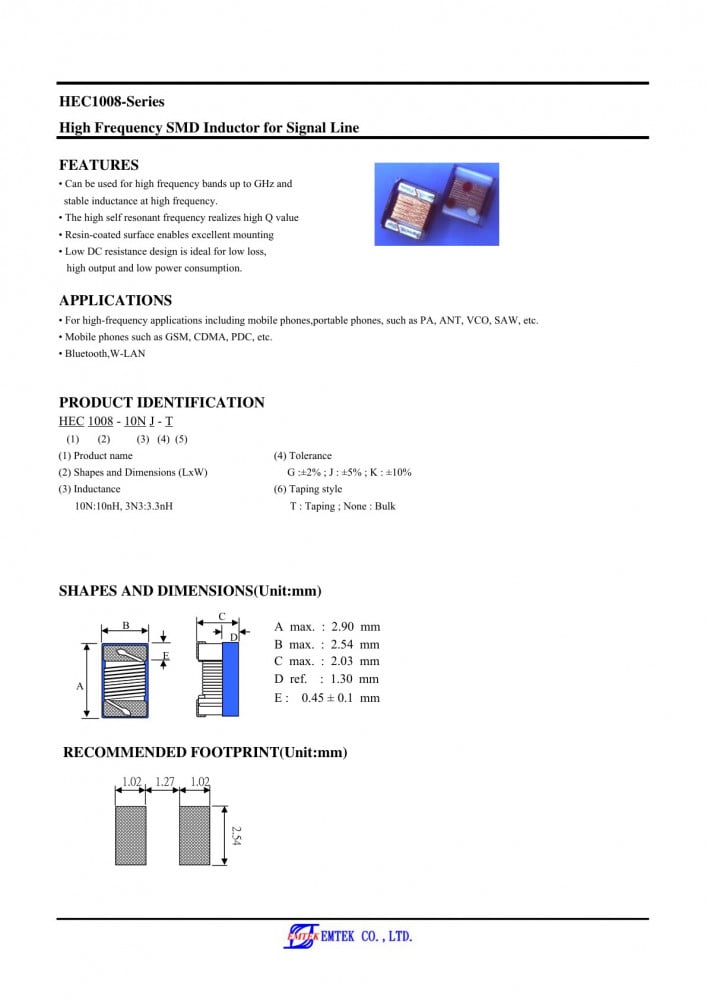 EMTEK HEC1008 datasheet page 1