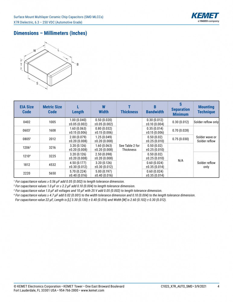 KEMET automotive X7R datasheet page 4