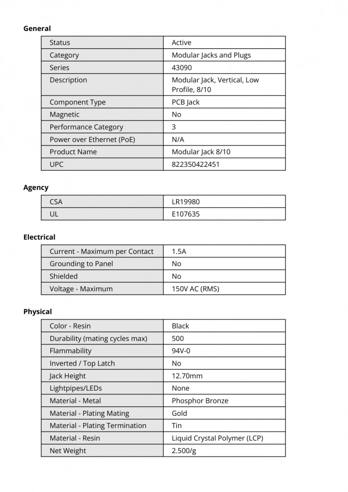MOLEX 430901505 technical document image, page 2