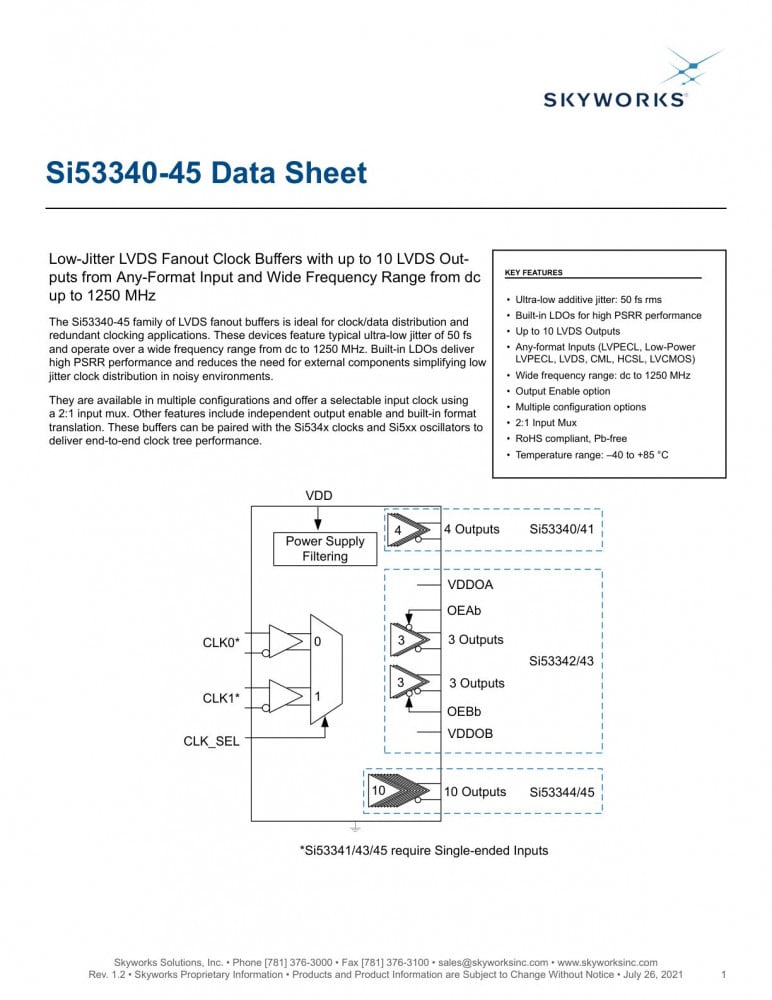 SI53340-45 datasheet page 1