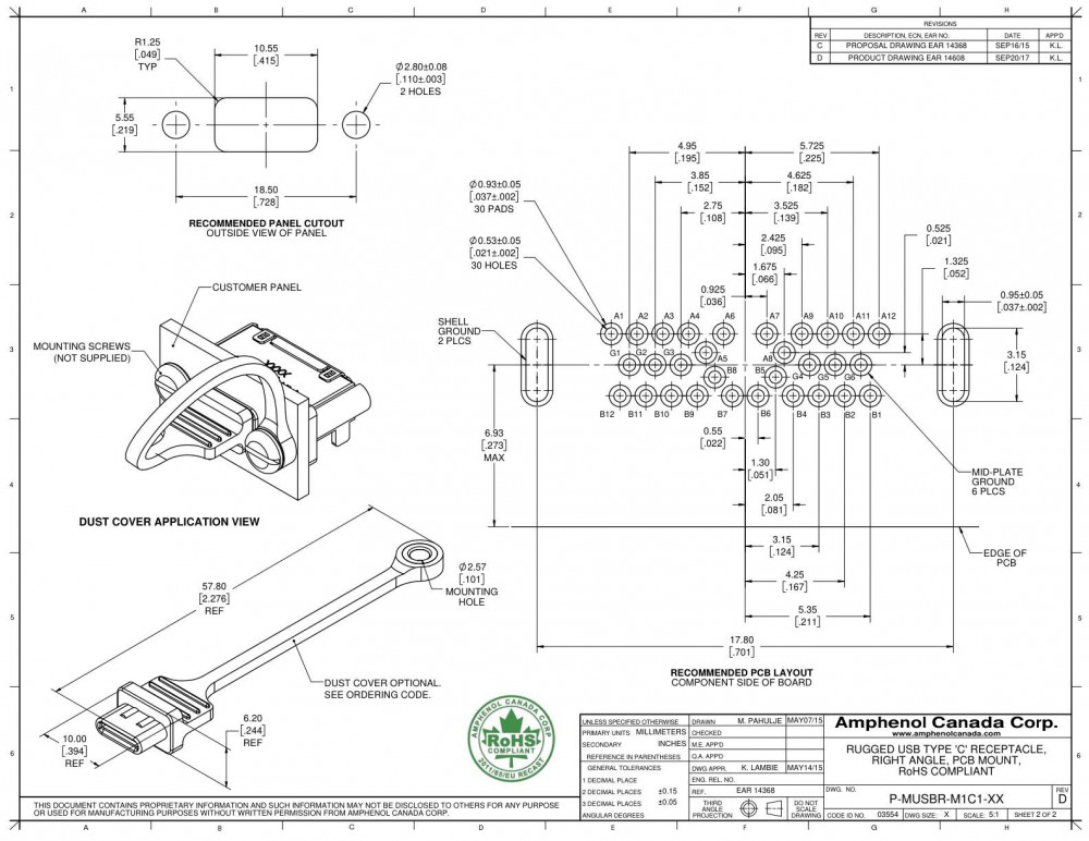Amphenol MUSBRM1C1M0 product drawing page 2