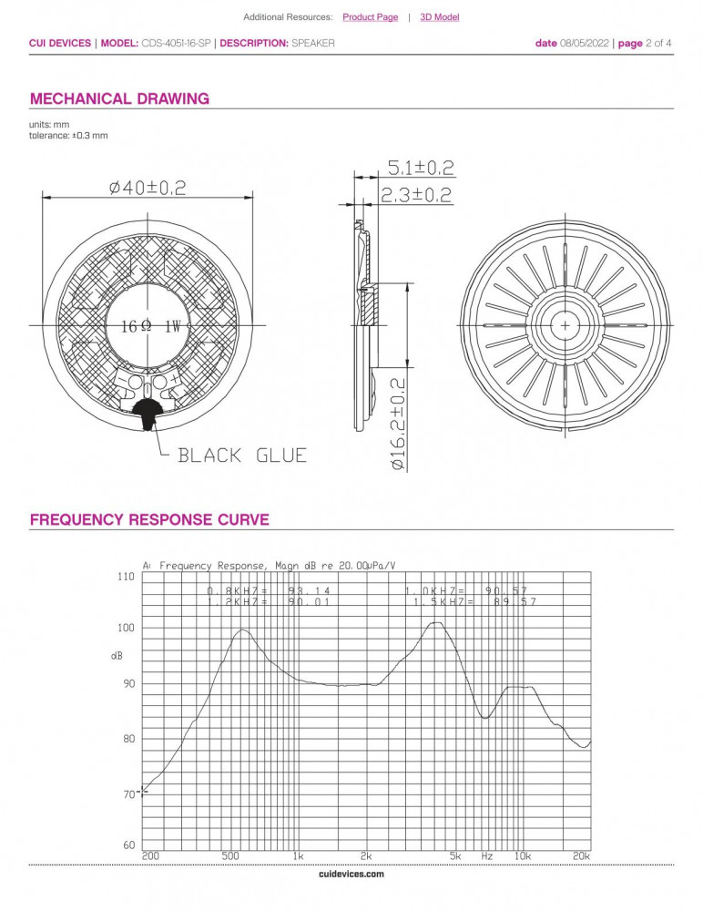 CDS-4051-16-SP technical document page 2