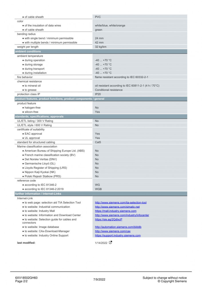 SIEMENS 6XV18502GH60 technical document page 2