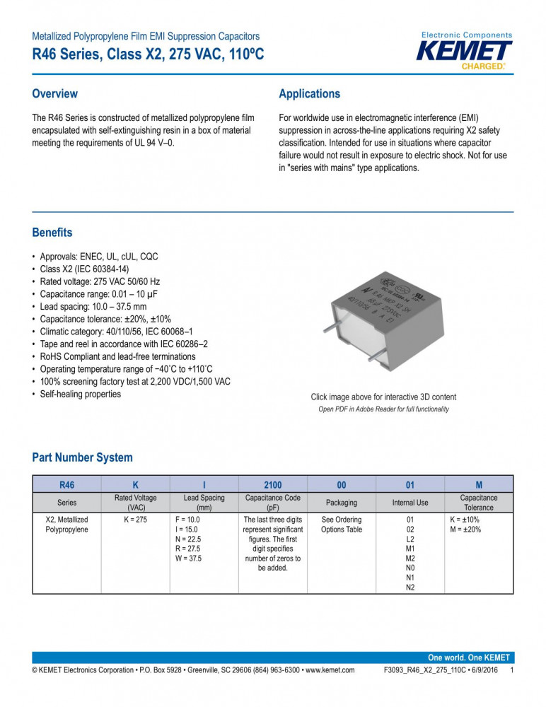 KEMET R46 datasheet page 1