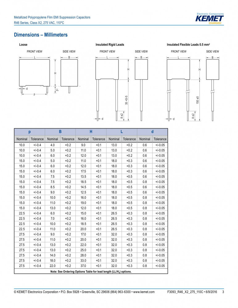 KEMET R46 datasheet page 3