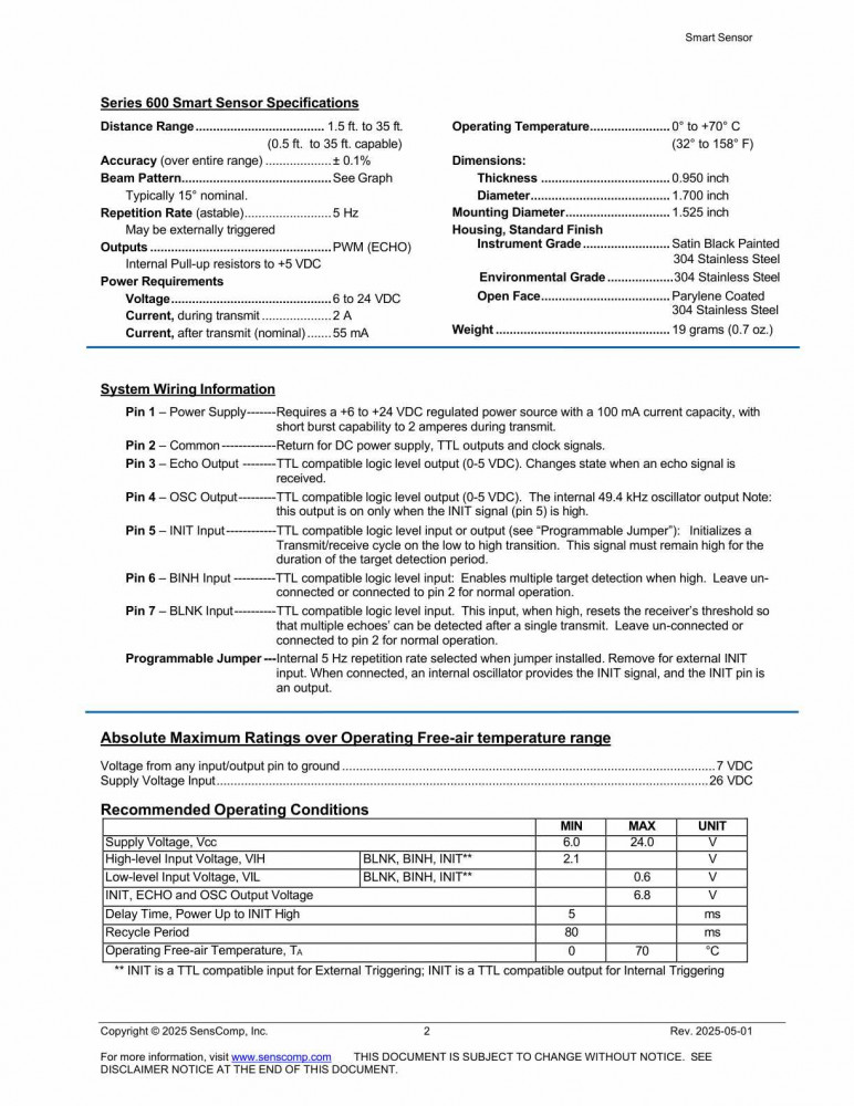 SensComp Series 600 Smart Sensor document page 2