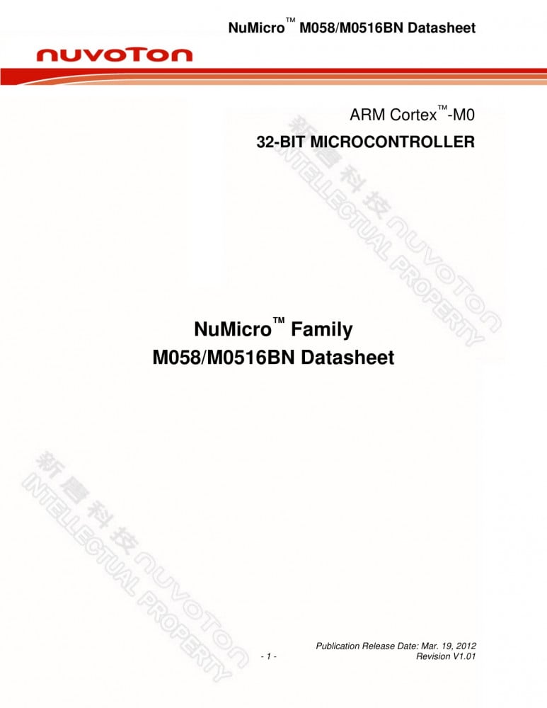 M0516LBN datasheet page 1