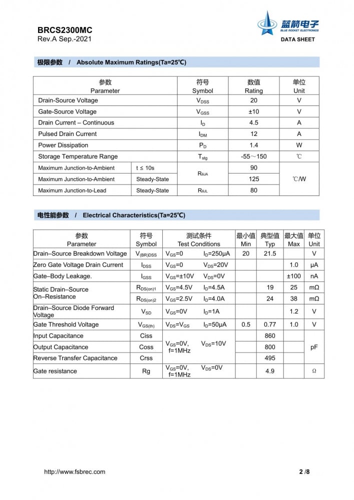 BRCS2300MC datasheet page 2