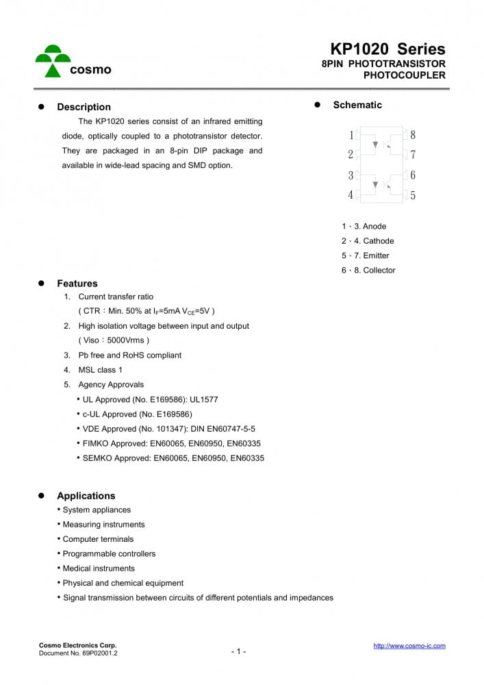 KP1020 datasheet page 1