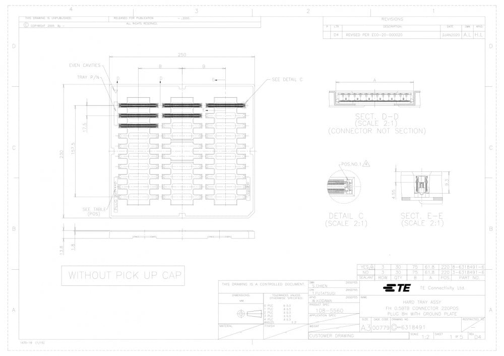 TE Connectivity 3-6318491-6 drawing sheet 1