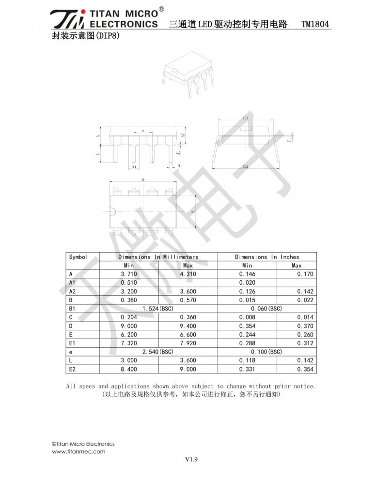 TM1804 datasheet page 9