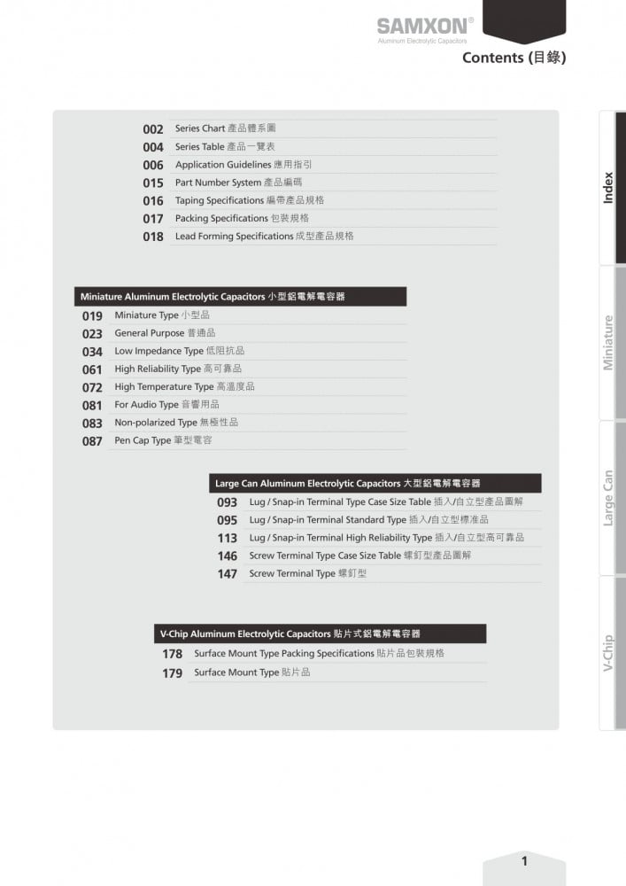 SAMXON aluminum electrolytic capacitor catalog page 3