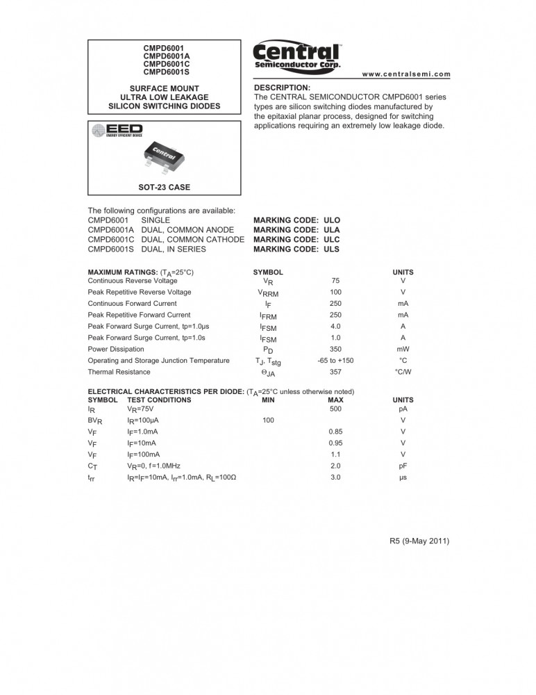 CMPD6001 series datasheet page 1