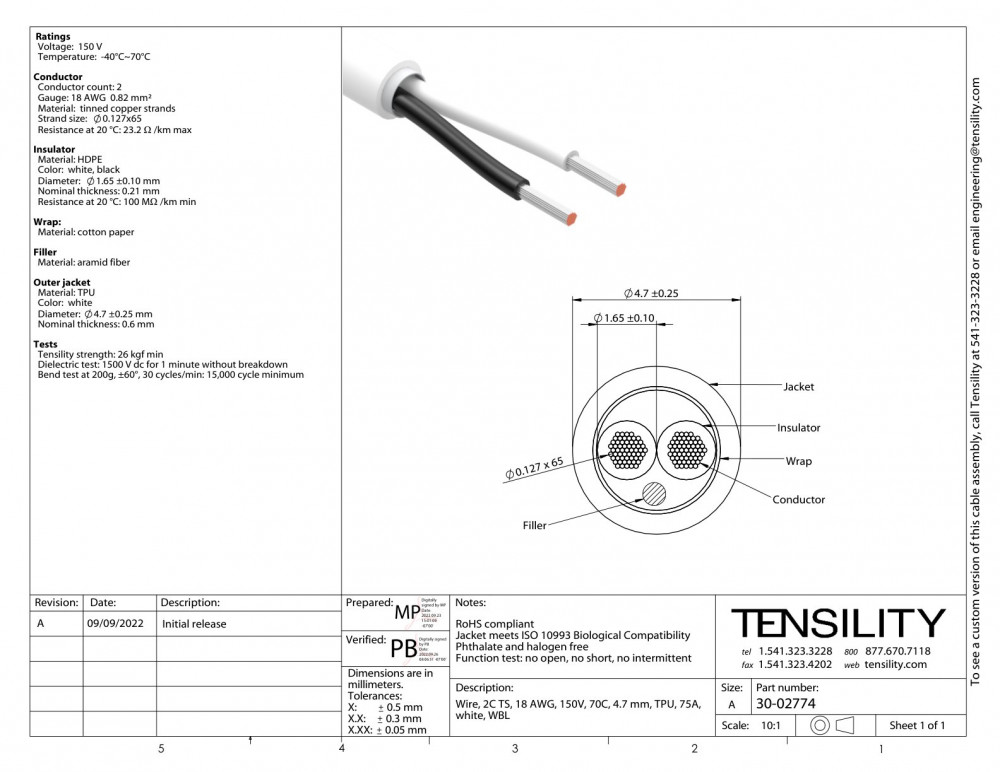 Tensility International 30-02774 product drawing