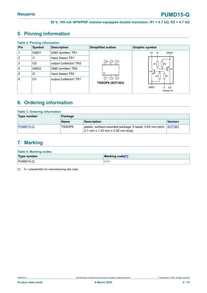 PUMD15-QX datasheet page 2
