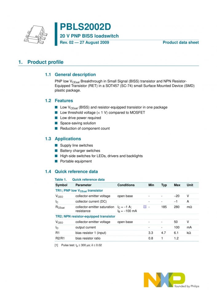 PBLS2002D datasheet page 2
