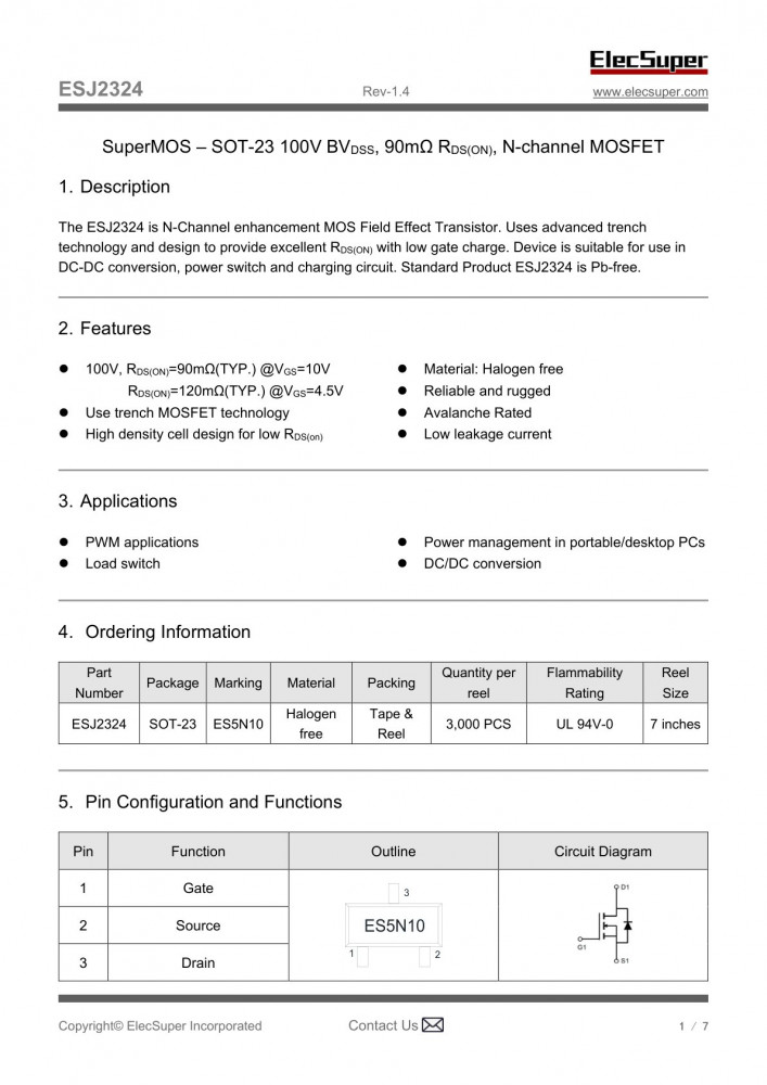 ESJ2324 datasheet page 1