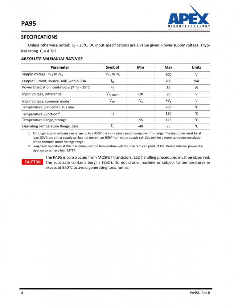 PA95 datasheet page 4