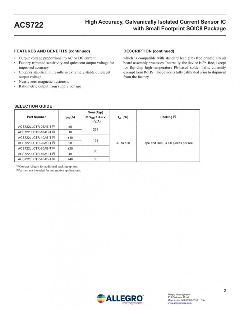 ACS722 datasheet page 2