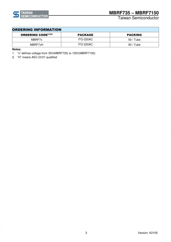 MBRF750 datasheet page 3