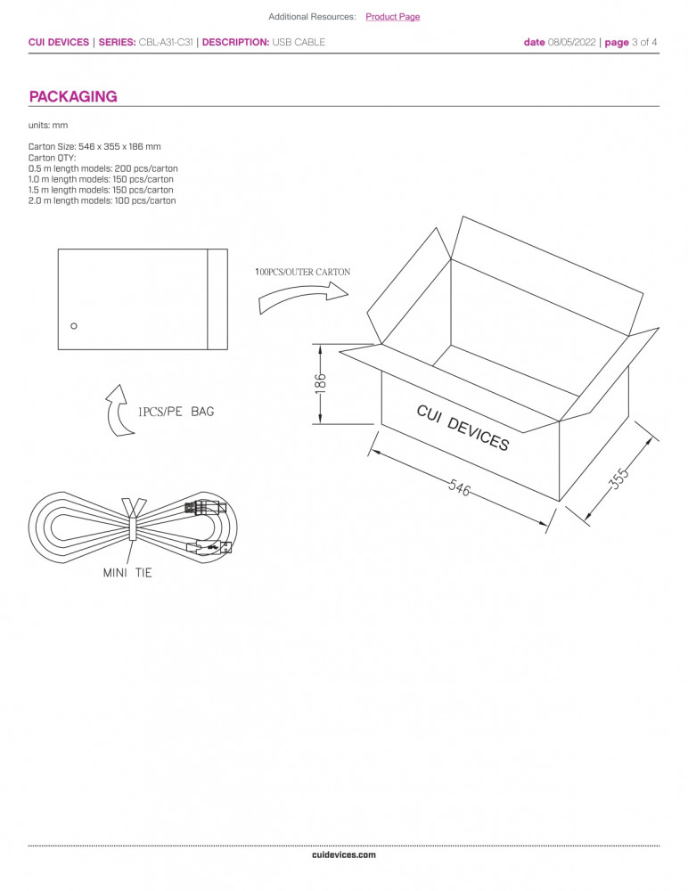 CUI CBL-A31-C31 technical document page 3
