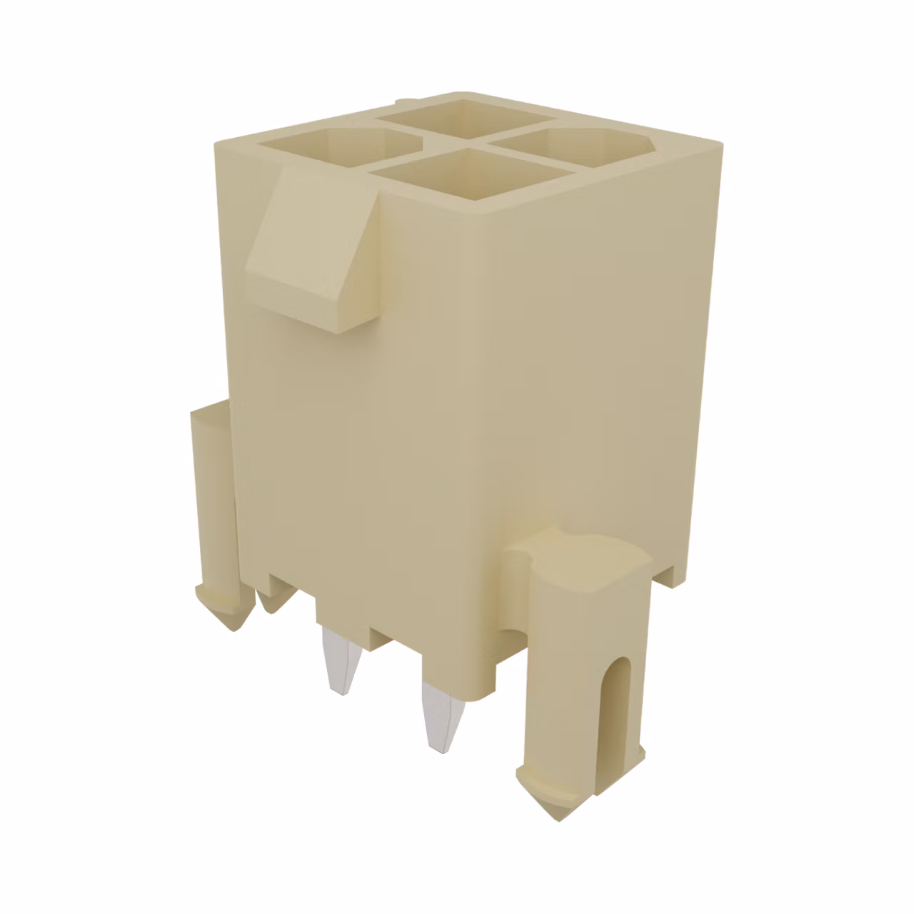 Mini-Fit Jr. Vertical Header, 4.20mm Pitch, Dual Row, 4 Circuits, with Snap-in Plastic Peg PCB Lock, Matte Tin, Natural for sale
