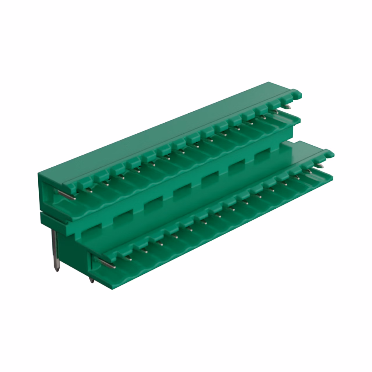 5.00mm Pitch Eurostyle Horizontal Dual Level PCB Header, Open Ends, Green Housing, 32 Circuits for sale