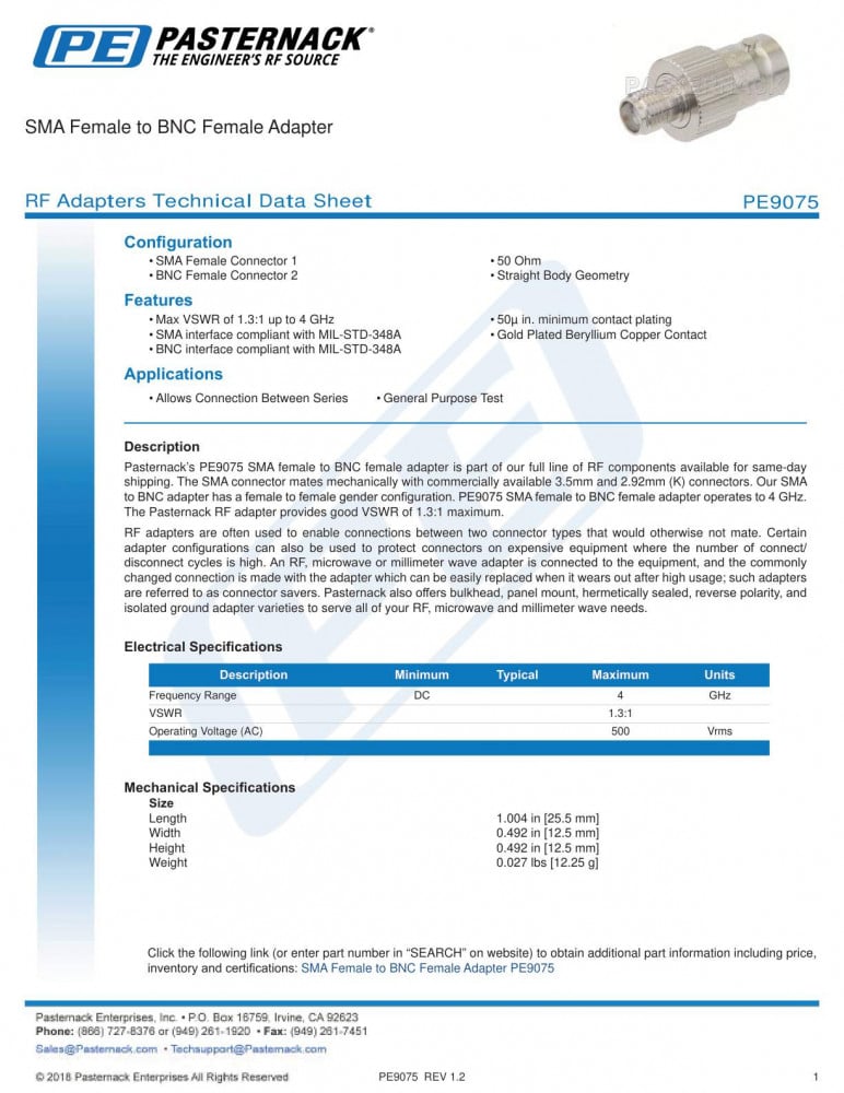 PE9075 technical document page 1