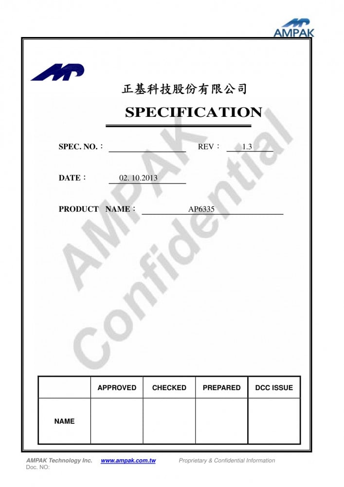 AP6335 specification page 1
