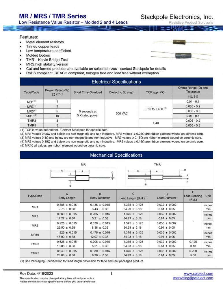 MR5FT50L0 technical document page 1