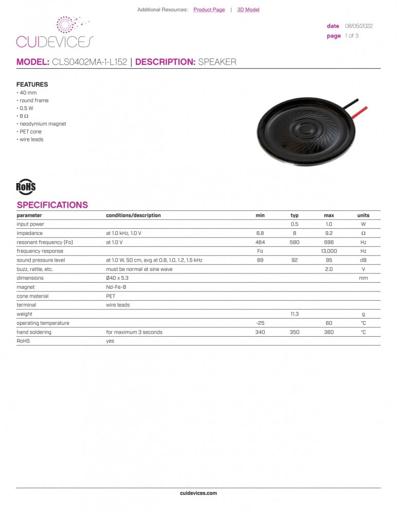 CLS0402MA-1-L152 datasheet page 1