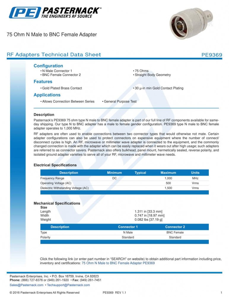 PE9369 technical document page 1