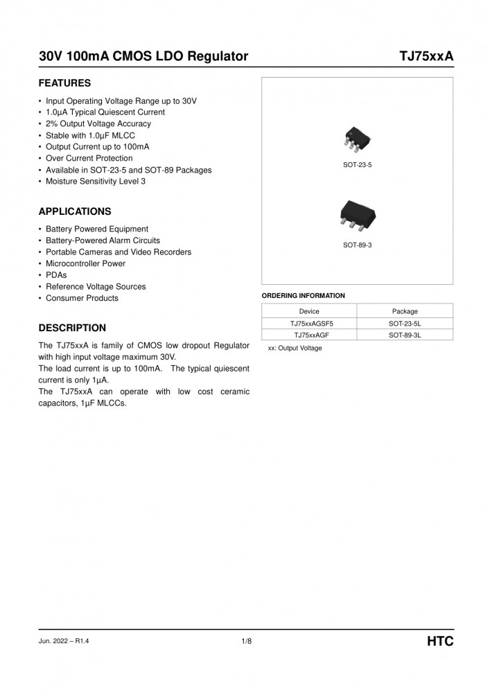 TJ7550AGSF5 datasheet page 1