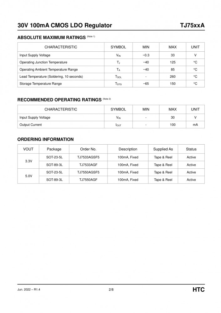 TJ7550AGSF5 datasheet page 2