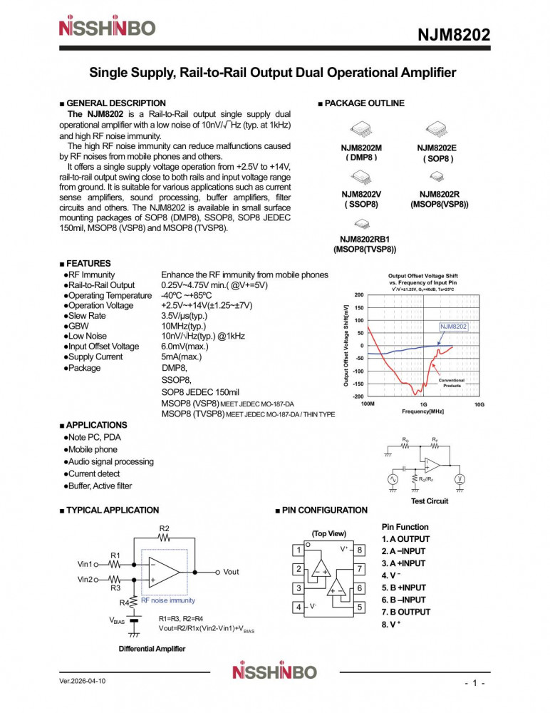 NJM8202 datasheet page 1