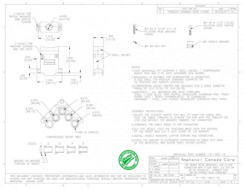 Amphenol 17E-1657-15 product drawing