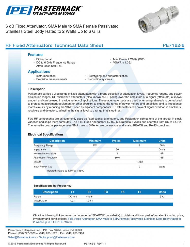 PE7162-6 technical document page 1